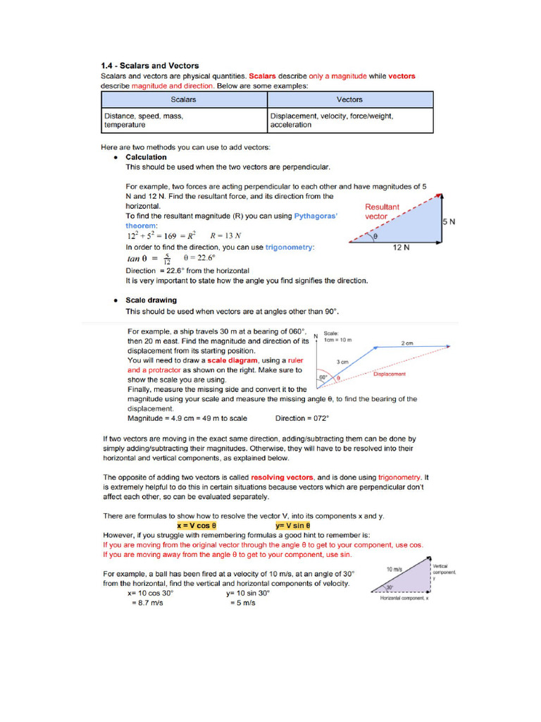 Vectors and Scalars | PDF