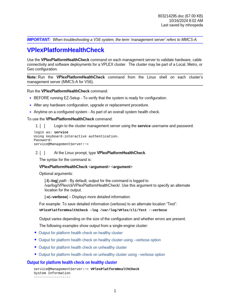 Platform Health Check | PDF