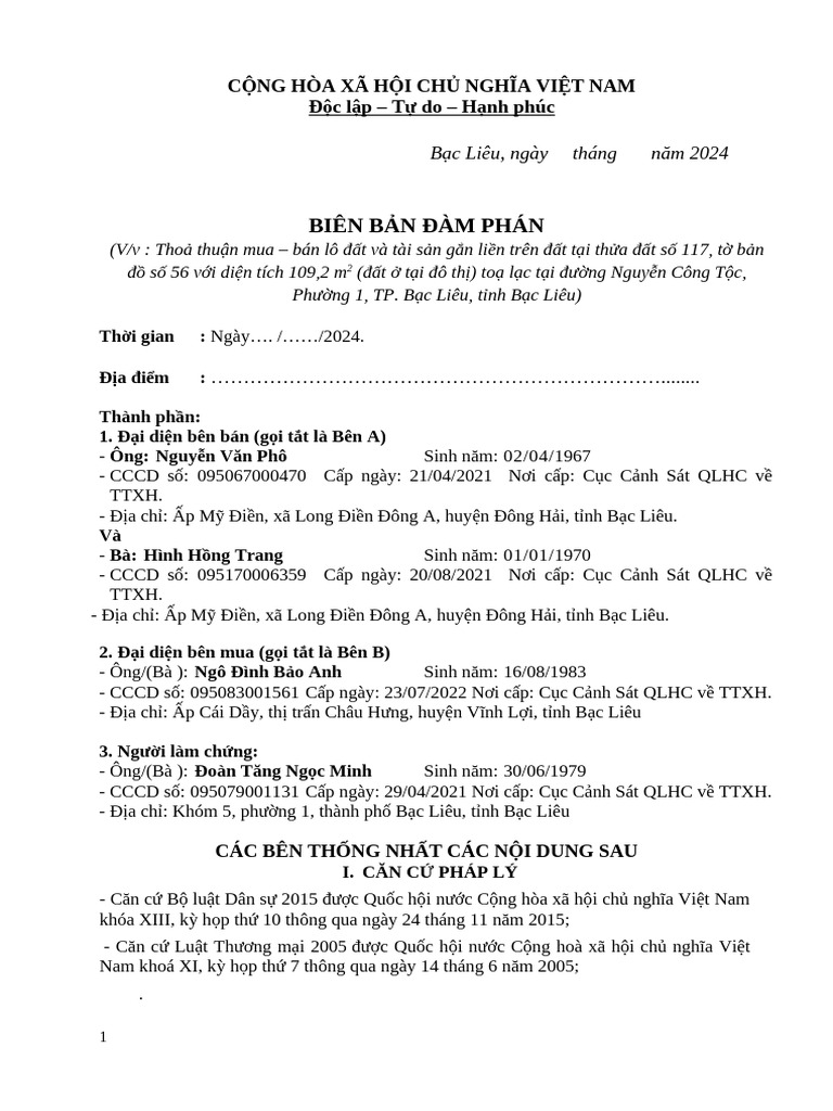 Bien Ban Dam Phan (22 - 09 - 2024) | PDF