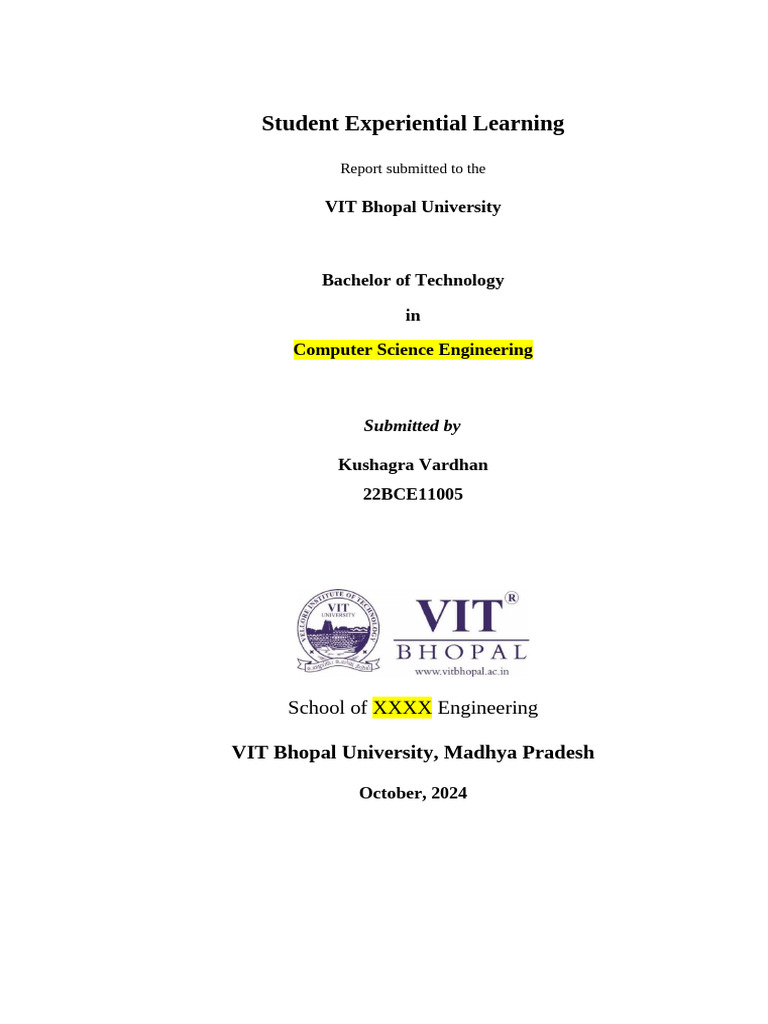 VITB Experiential Learning Report-Template | PDF