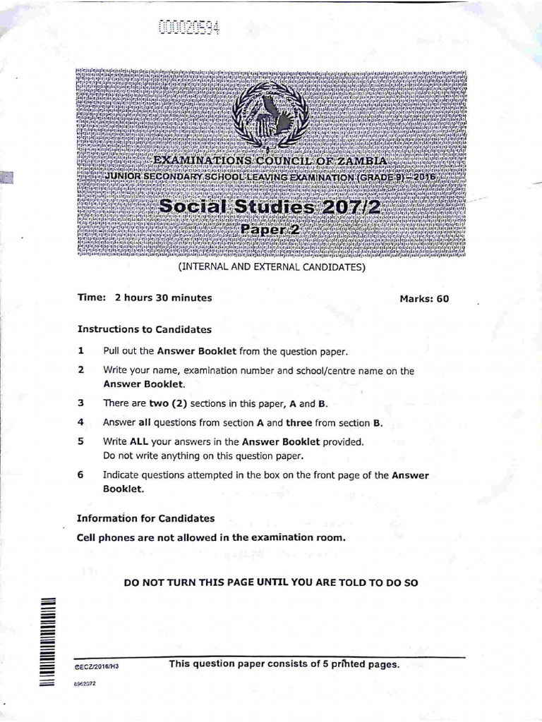2016 Social Studies Paper 2 Past Paper | PDF