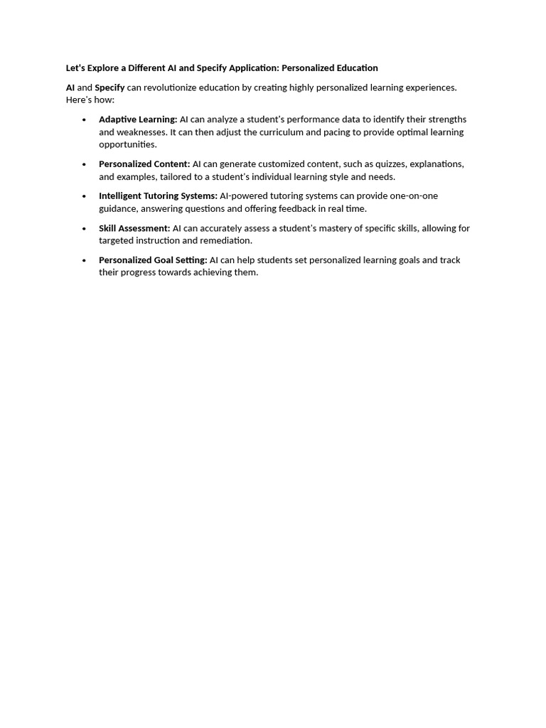 Let's Explore A Different AI and Specify Application: Personalized ...