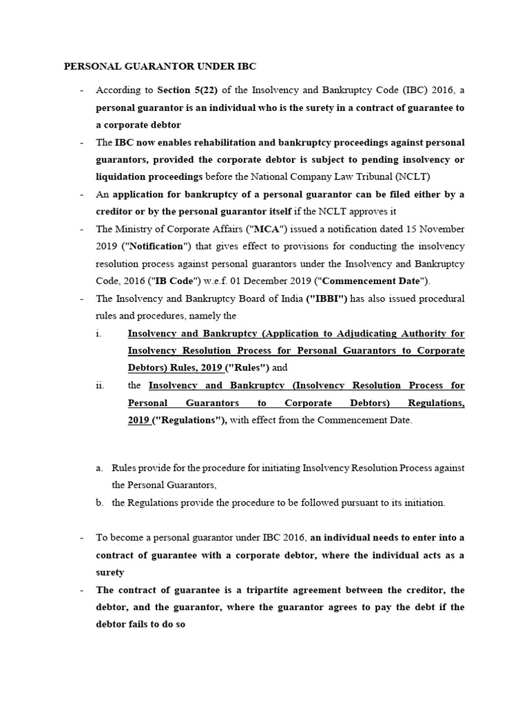Personal guarantors under IBC.docx | PDF
