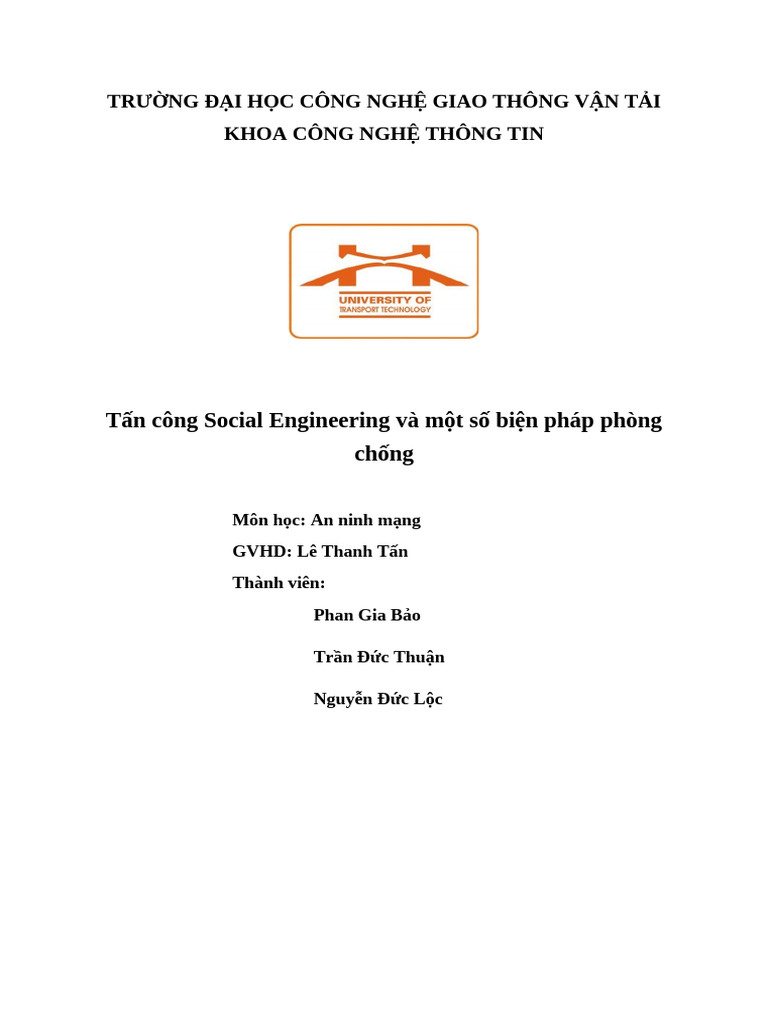 Tấn công Social Engineering và một số biện pháp phòng chống | PDF