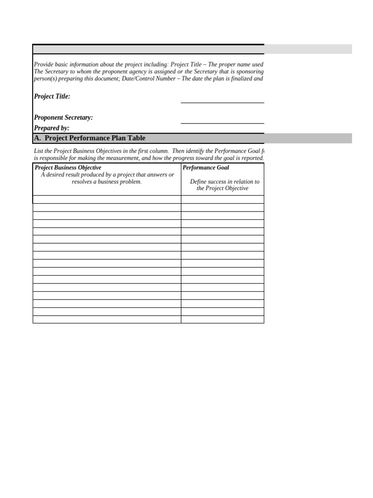 Performance Plan Excel Pdf