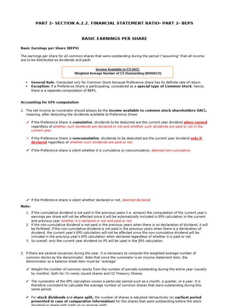 Part 2 - Section A.2.2. Financial Statement Ratio - Part 2 - BEPS | PDF