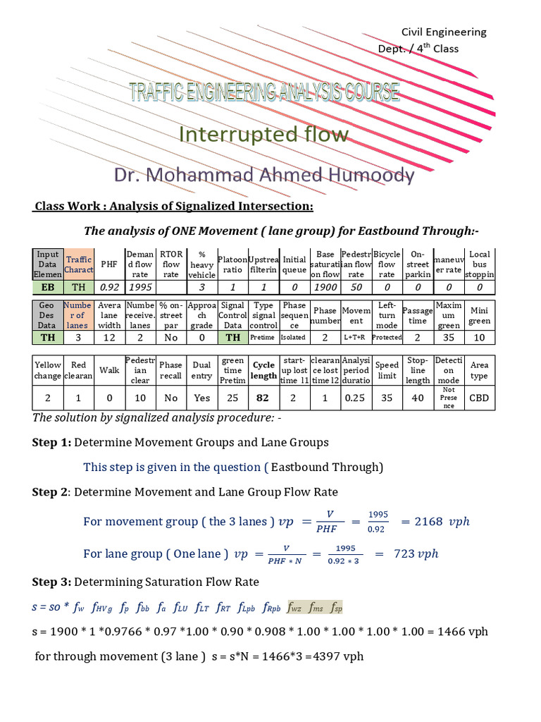 TrafficEnggCOURSE Interrupted Flow Example2 | PDF