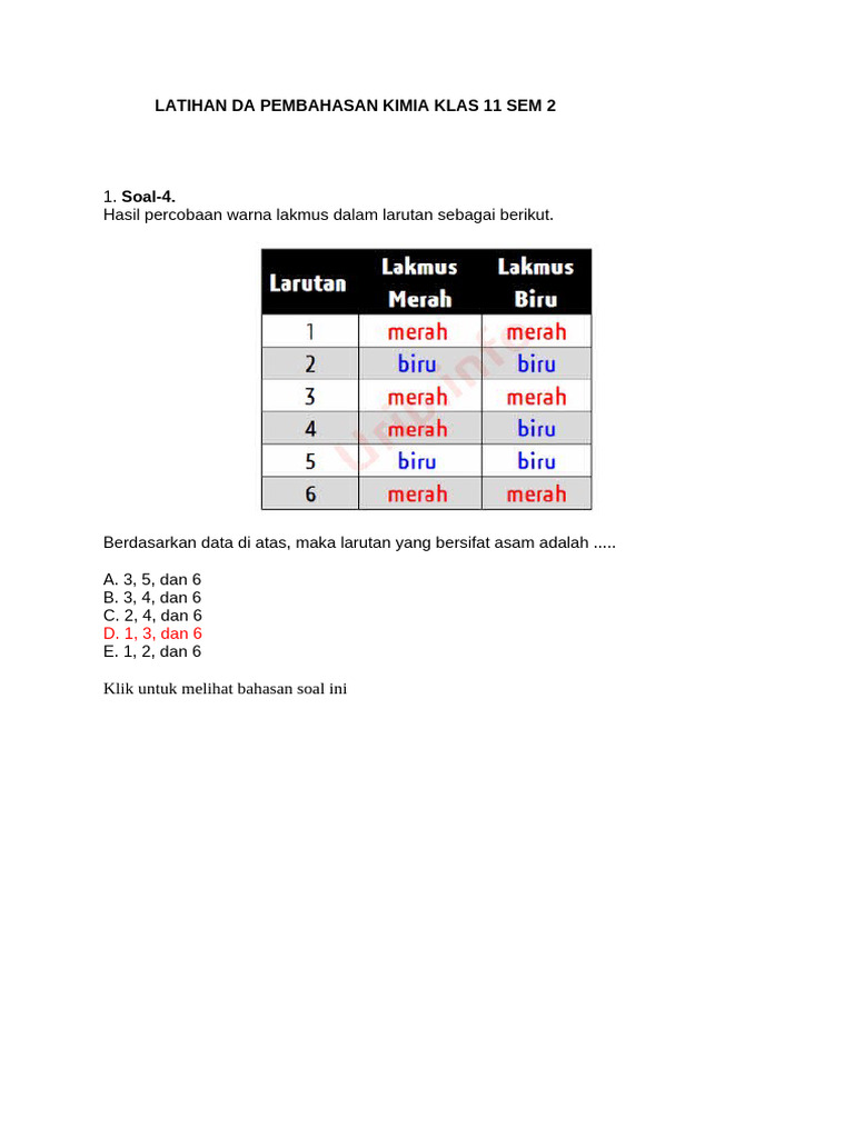 Latihan Da Pembahasan Kimia Klas 11 Sem 2 | PDF