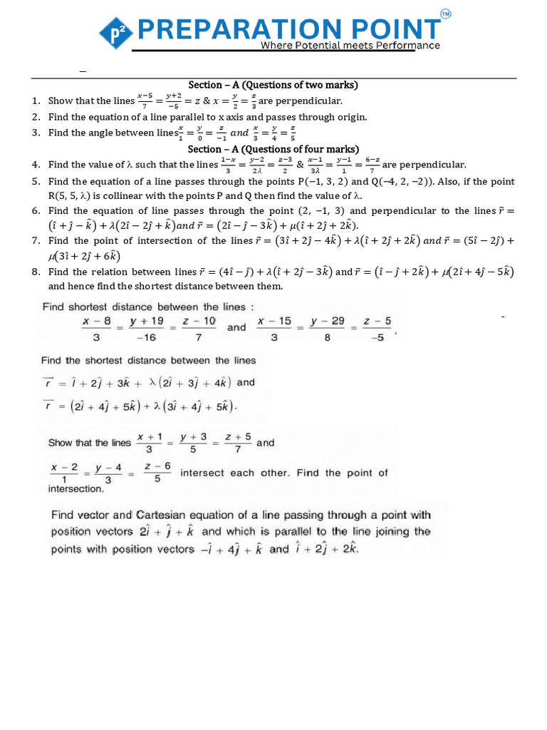 3d-Worksheet Module 2 | PDF | Line (Geometry) | Perpendicular
