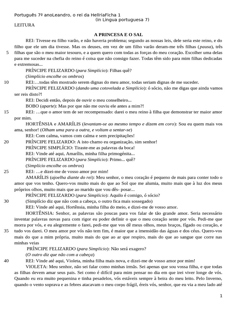 Leandro, Rei da Helíria - ficha 2 | PDF