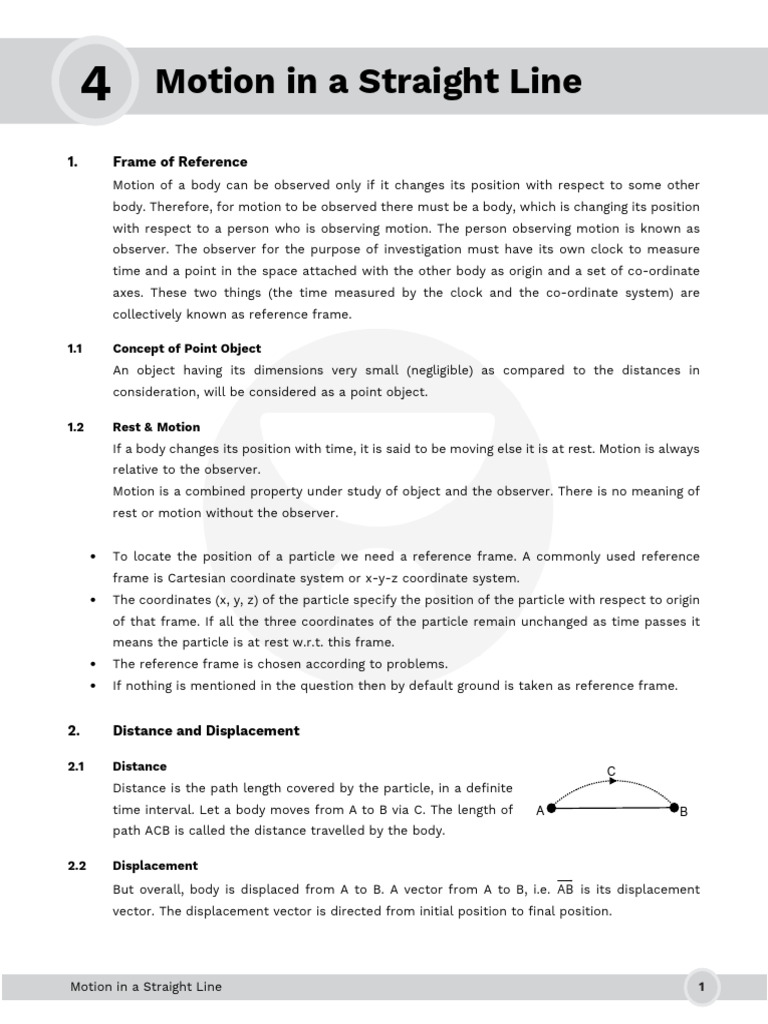 Motion in A Straight Line 4.0 | PDF