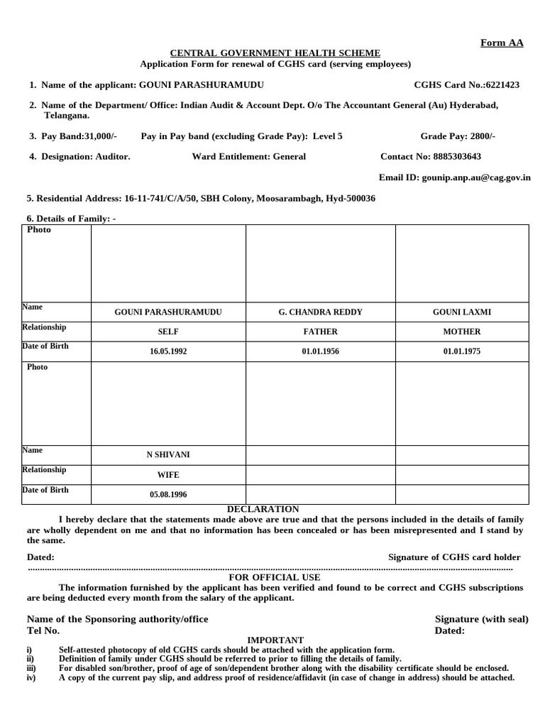 CGHS-renewal-form- | PDF