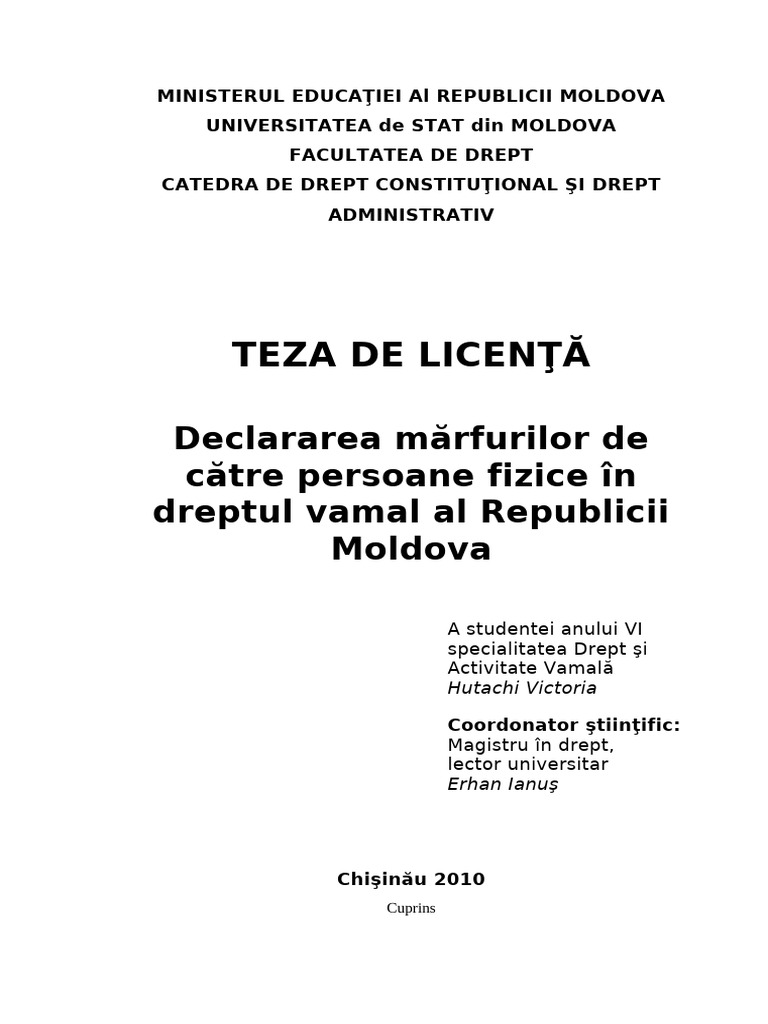Teza - Declararea Marfurilor | PDF
