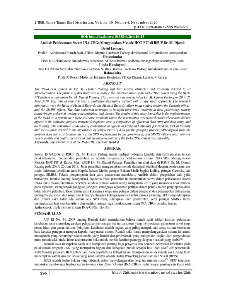 Analisis Pelaksanaan Sistem INA CBGs Men | PDF