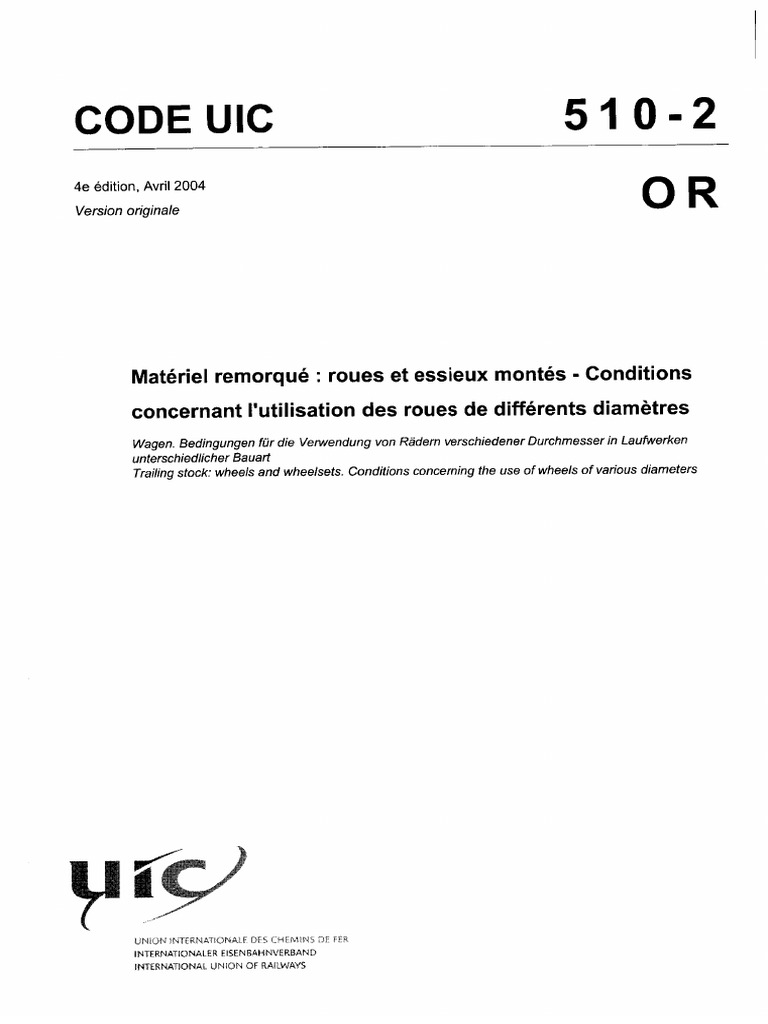 UIC 510-2 Roues Et Essieux | PDF
