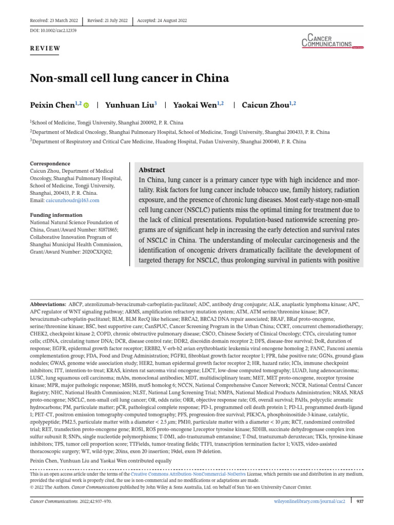 Non-Small Cell Lung Cancer in China | PDF | Epidermal Growth Factor ...