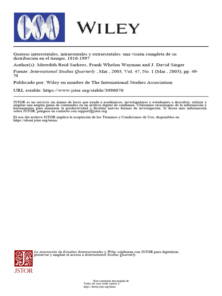 Sarkees 2003-InterStateIntraStateExtraState es-ES | PDF | Politics ...