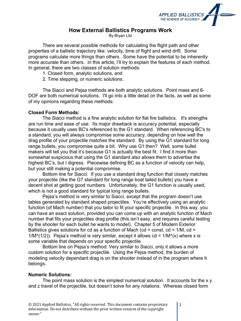 How External Ballistics Programs Work | PDF | Flight | Classical Mechanics