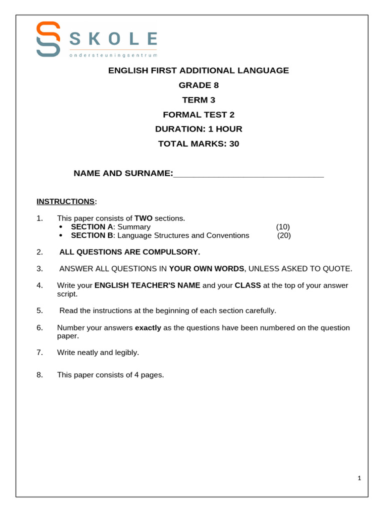 Z6zKLsbJx9kw3 Eng Eat Gr8 Formele Toets 2 | PDF