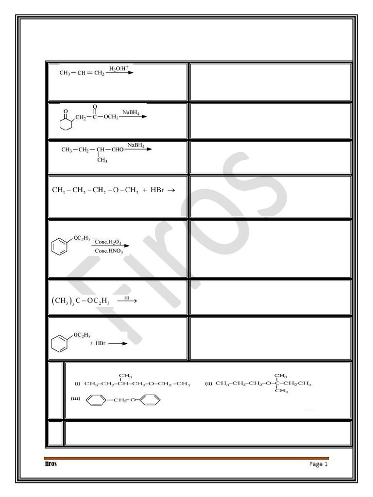 ALCOHOLS Work Sheet | PDF