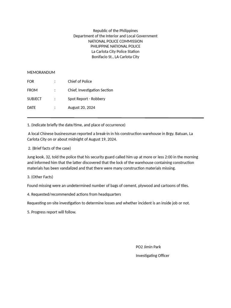 Sample Spot Report | PDF | Social Science