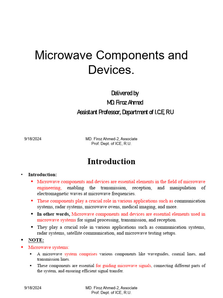 What is Microwave - Update-2024 Chapter-2 & 3 Microwave Components Final Final 1[1] | PDF
