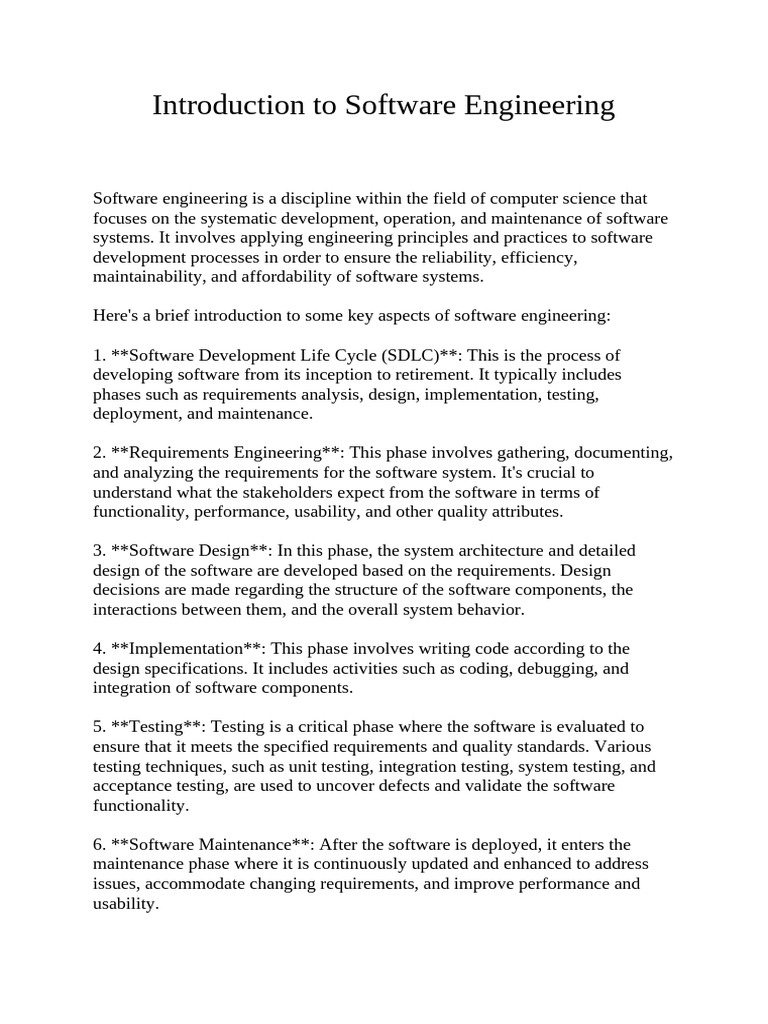 Software Engineering (U1) | PDF