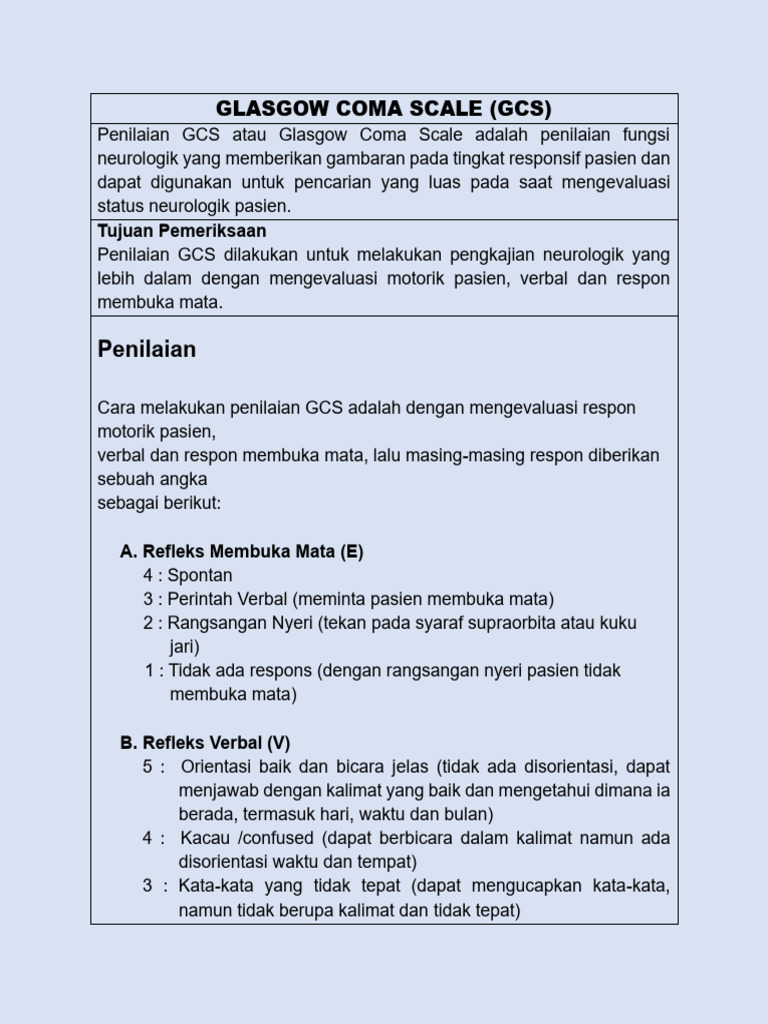 Glasgow Coma Scale | PDF