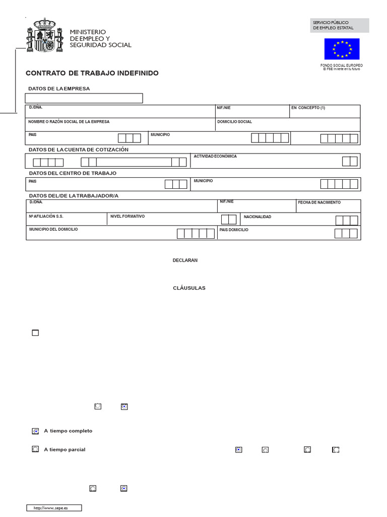 Contrato de Trabajo Indefinido en España | PDF | Tiempo de trabajo | Empleo