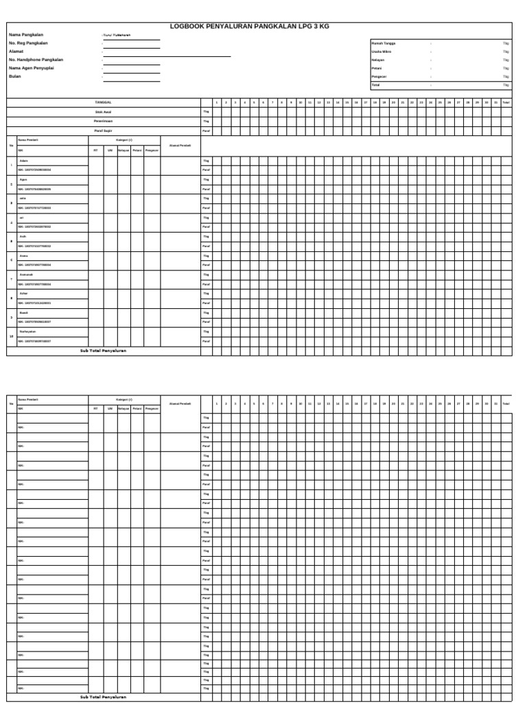 Format Logbook 2024b.xls NIK | PDF