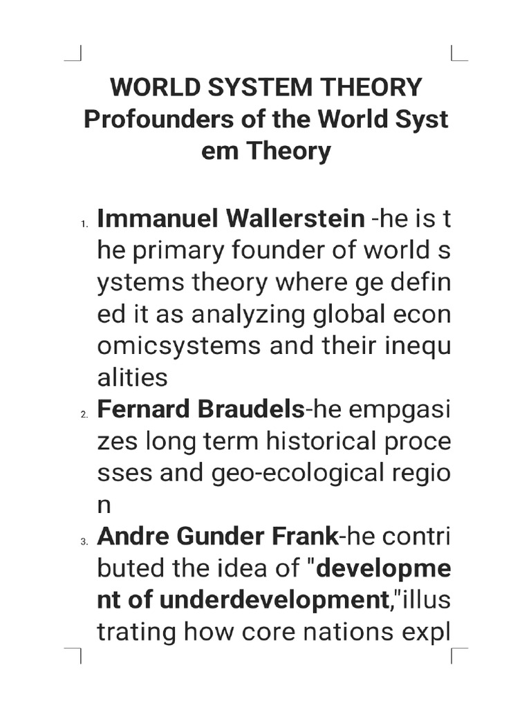 THE WORLD SYSTEM THEORY - Phoenix | PDF