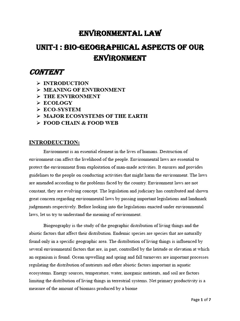 Env Unit I Notes Pdf