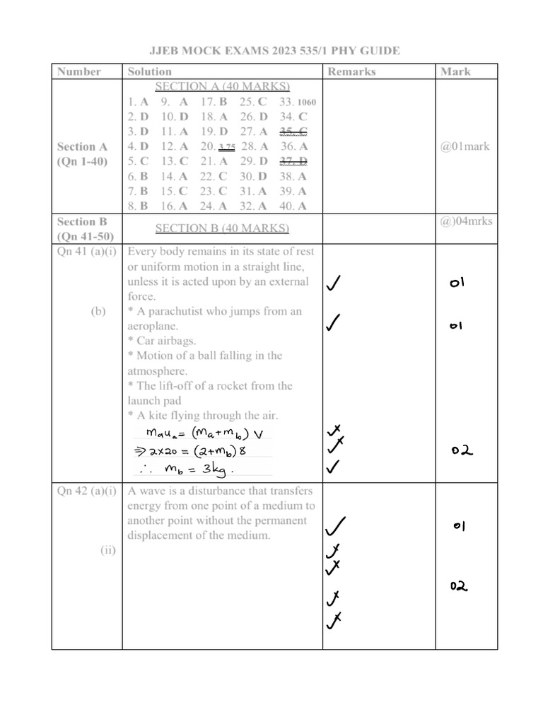2023 JJEB MOCK 535 One Physics Guide | PDF