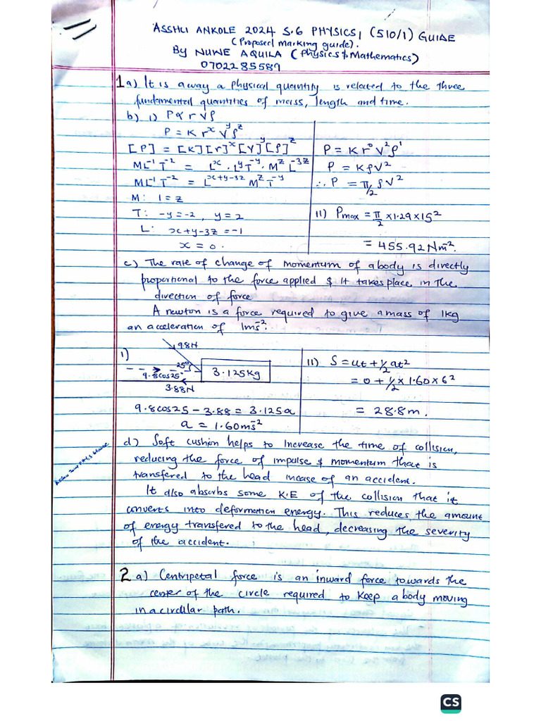 Asshu 2024 Phy 1 S6 Guide | PDF