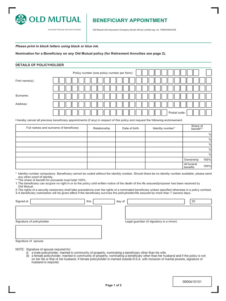 BENEFICIARY Blank Form 8 | PDF