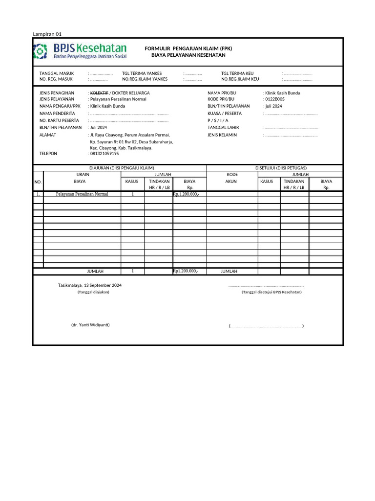 Formulir 1 FPK Manual persalinan | PDF