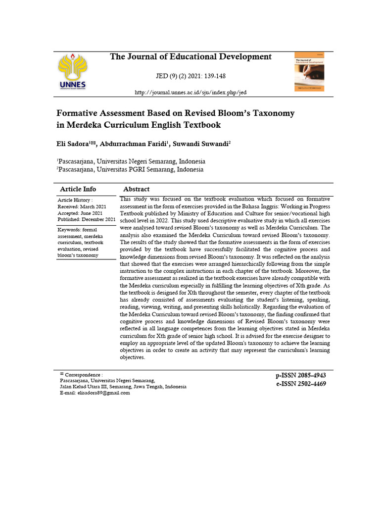 The Journal of Educational Development: Formative Assessment Based On ...