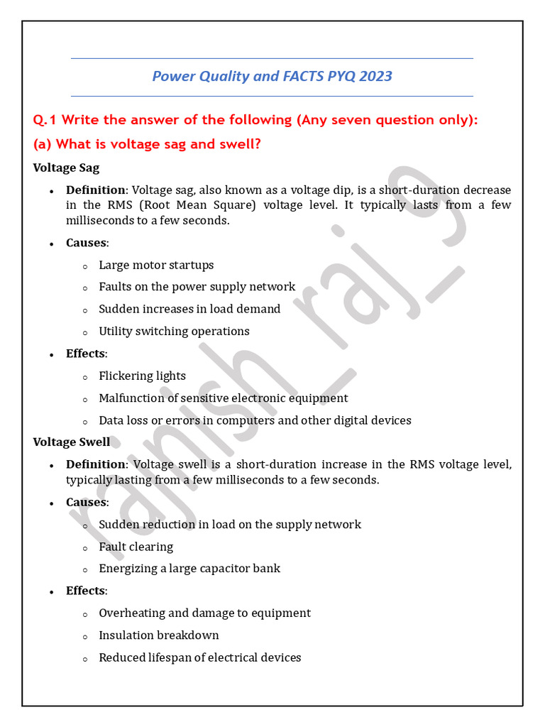 Power Quality and Facts Pyq - 2023 ?? | PDF