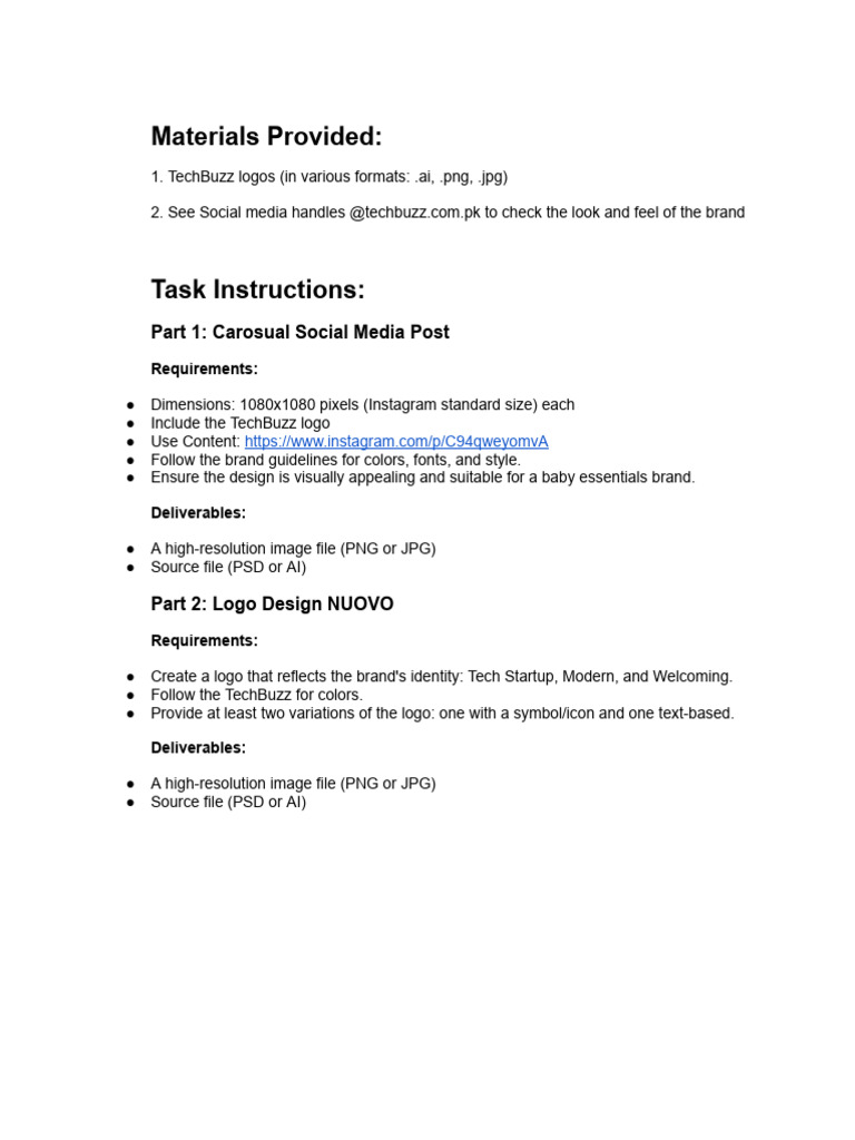 Task Instructions | PDF