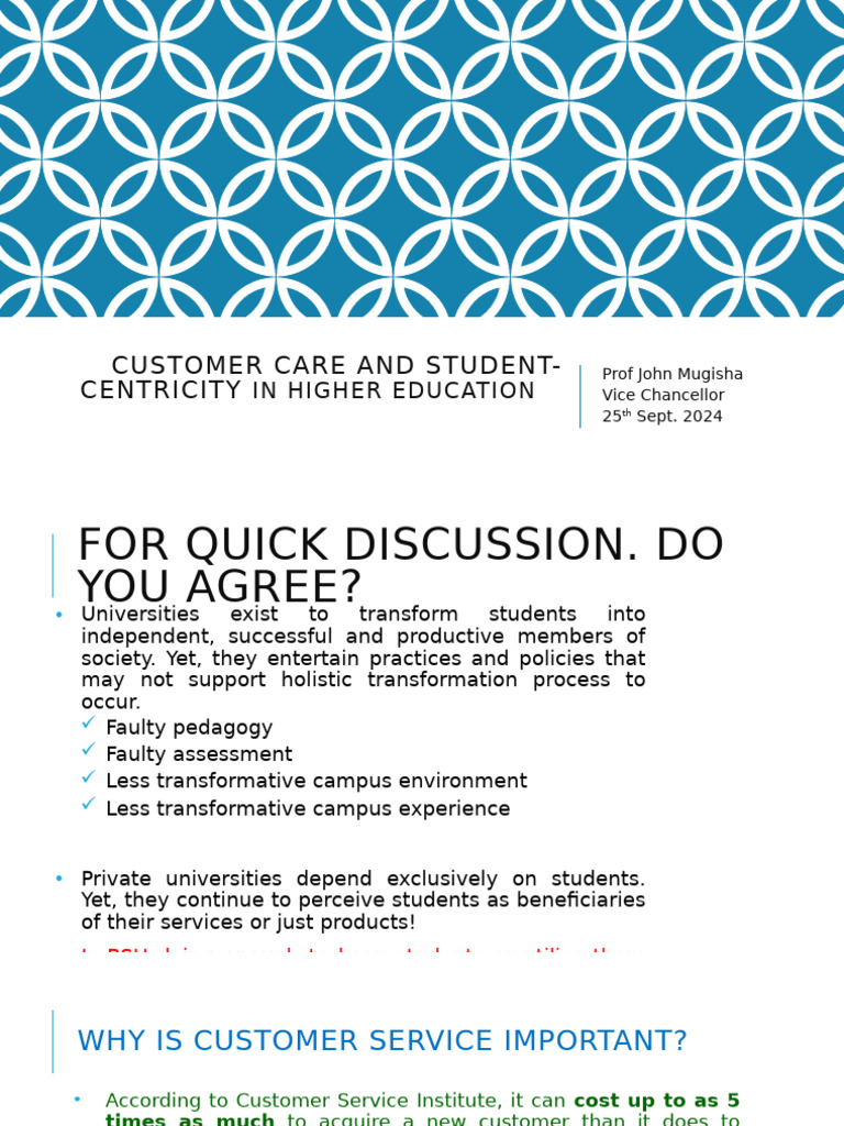 Customer CARE AND STUDENT-CENTRICITY in Higher Education | PDF | Learning | Employee Retention