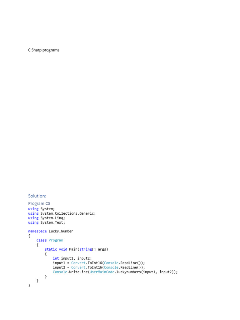 C Sharp Programs Day3 HandsOn | PDF