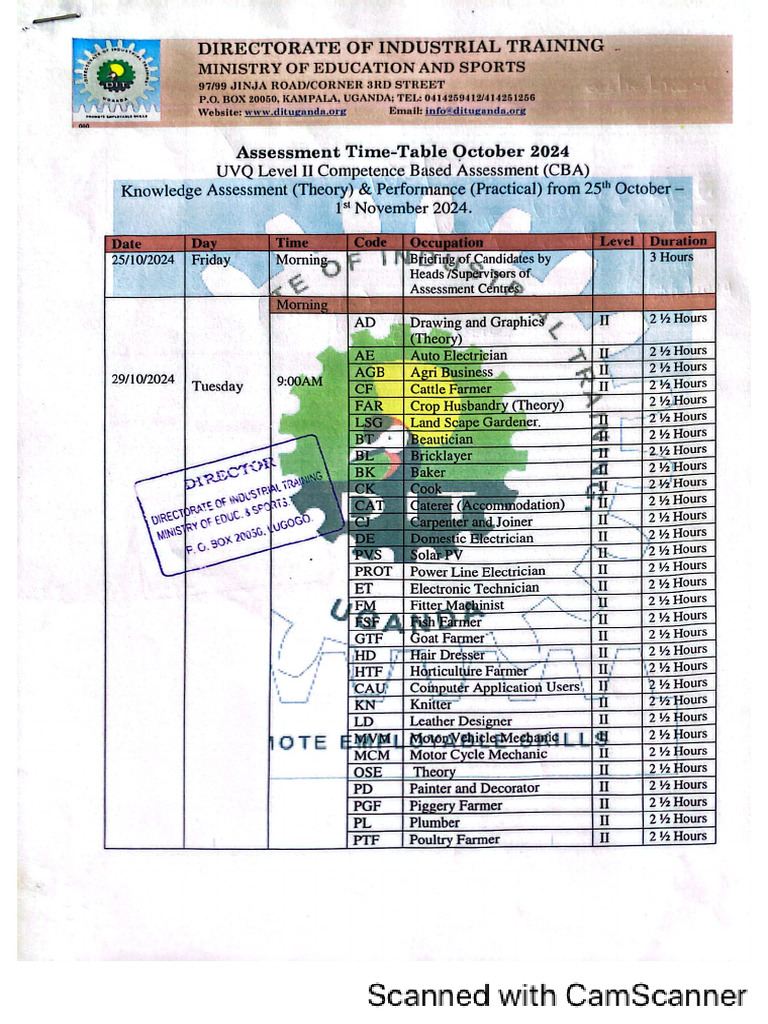 Level II Time Table October 2024 | PDF