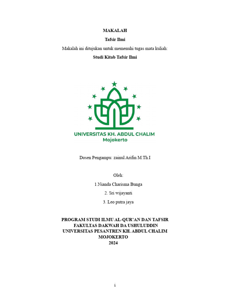 Tafsir Ilmi 1 Kel 1 | PDF