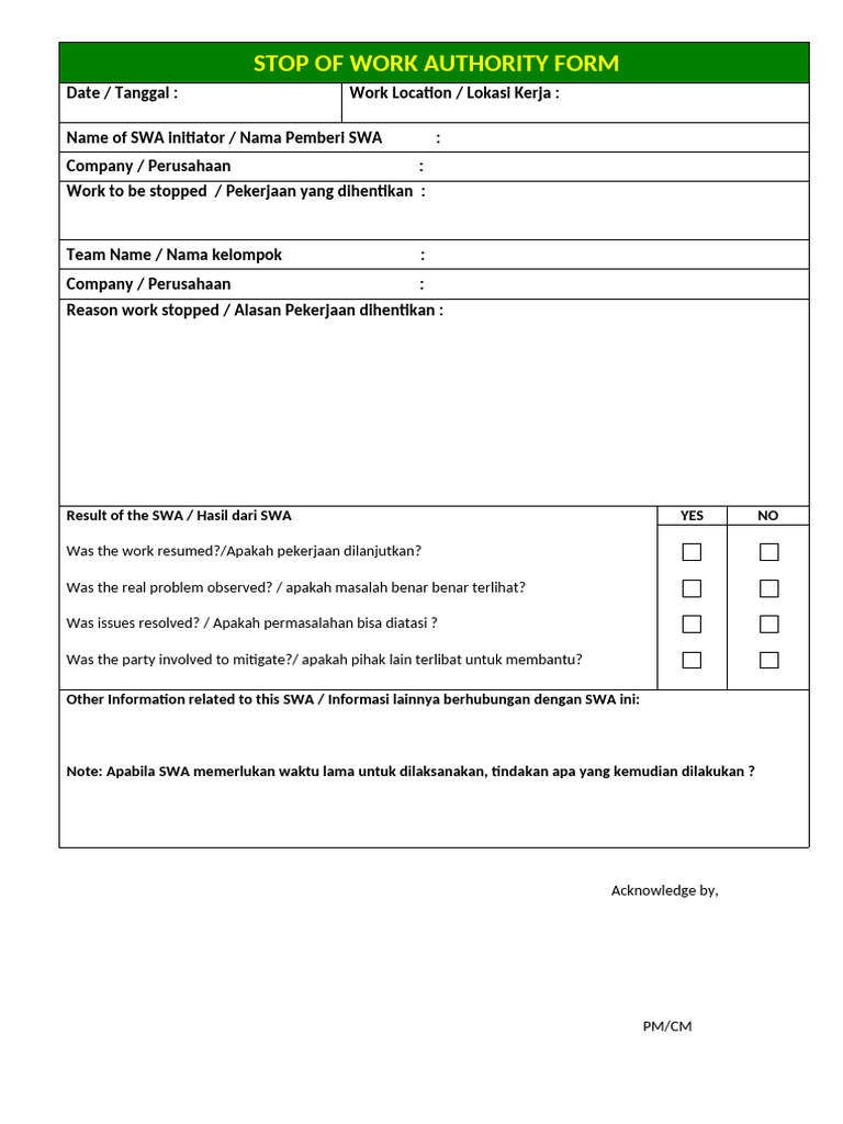 SWA Form | PDF