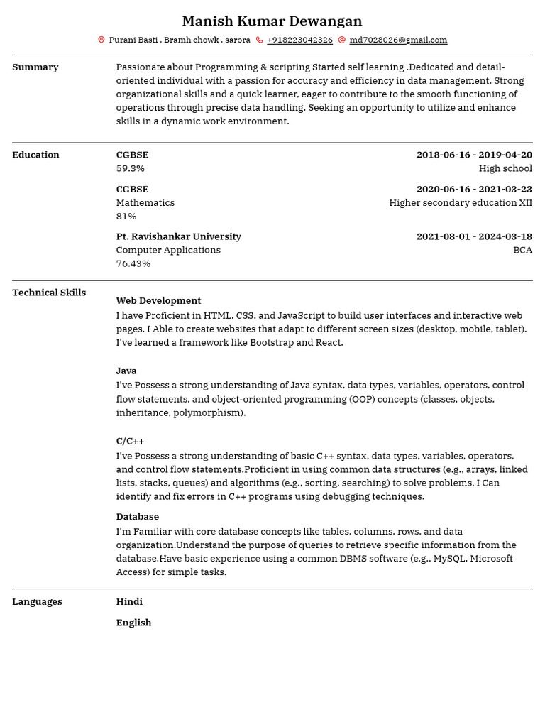 Man I Resume | PDF