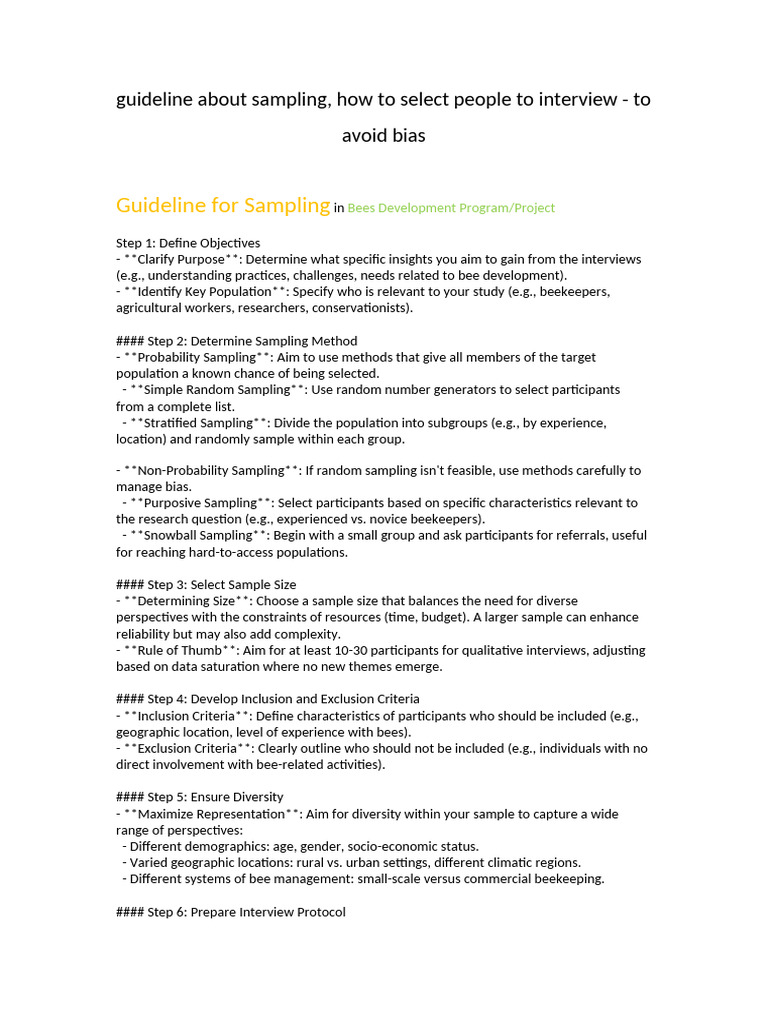 Guideline For Sampling | PDF