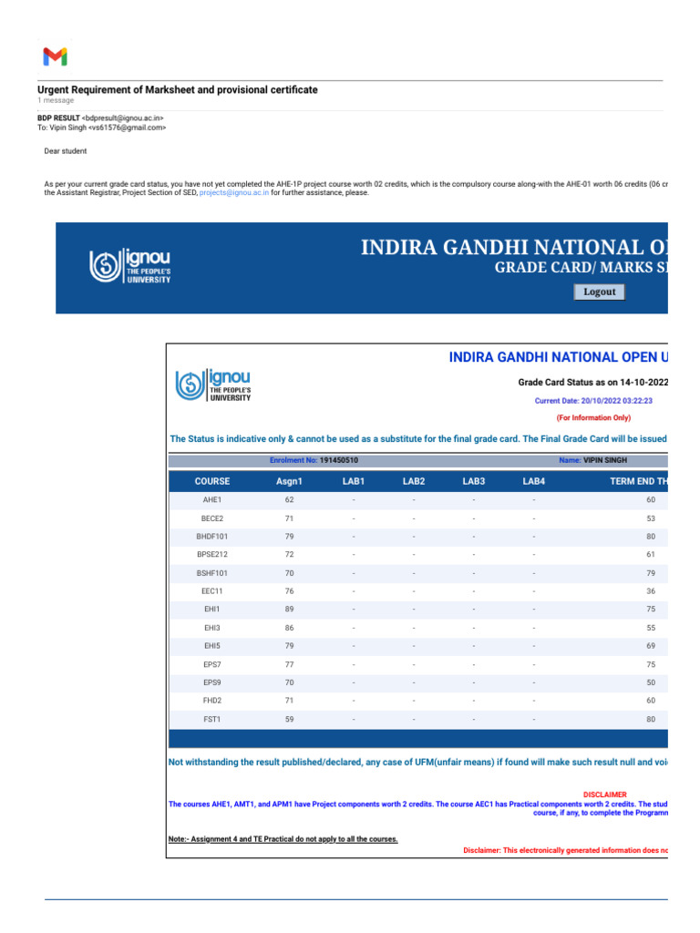 Gmail - Urgent Requirement of Marksheet and Provisional Certificate | PDF