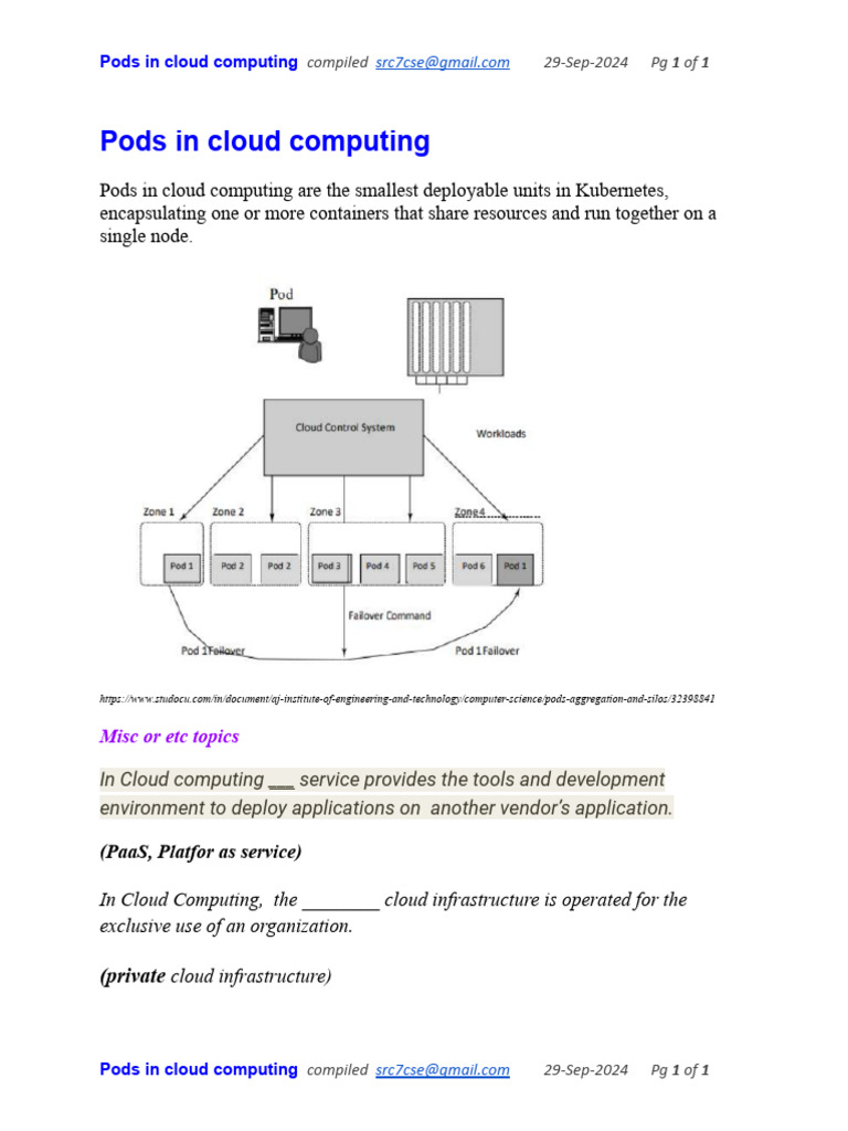 Pods in Cloud Computing v1 29-Sep-2024 | PDF