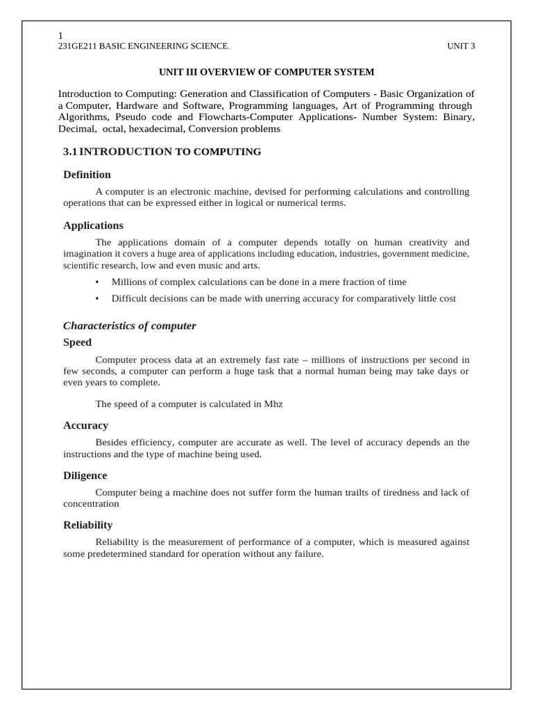 Unit III Overview of Computer System | PDF