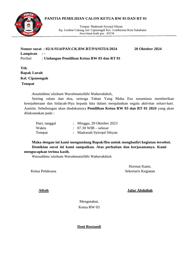 Surat Undangan Pak Lurah | PDF